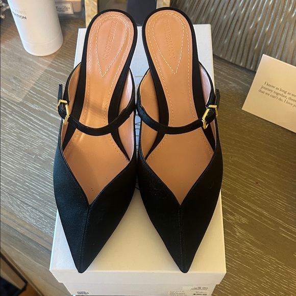 Zimmermann | Shoes | Zimmermann Black Slingback Heels With Gold Buckle ...